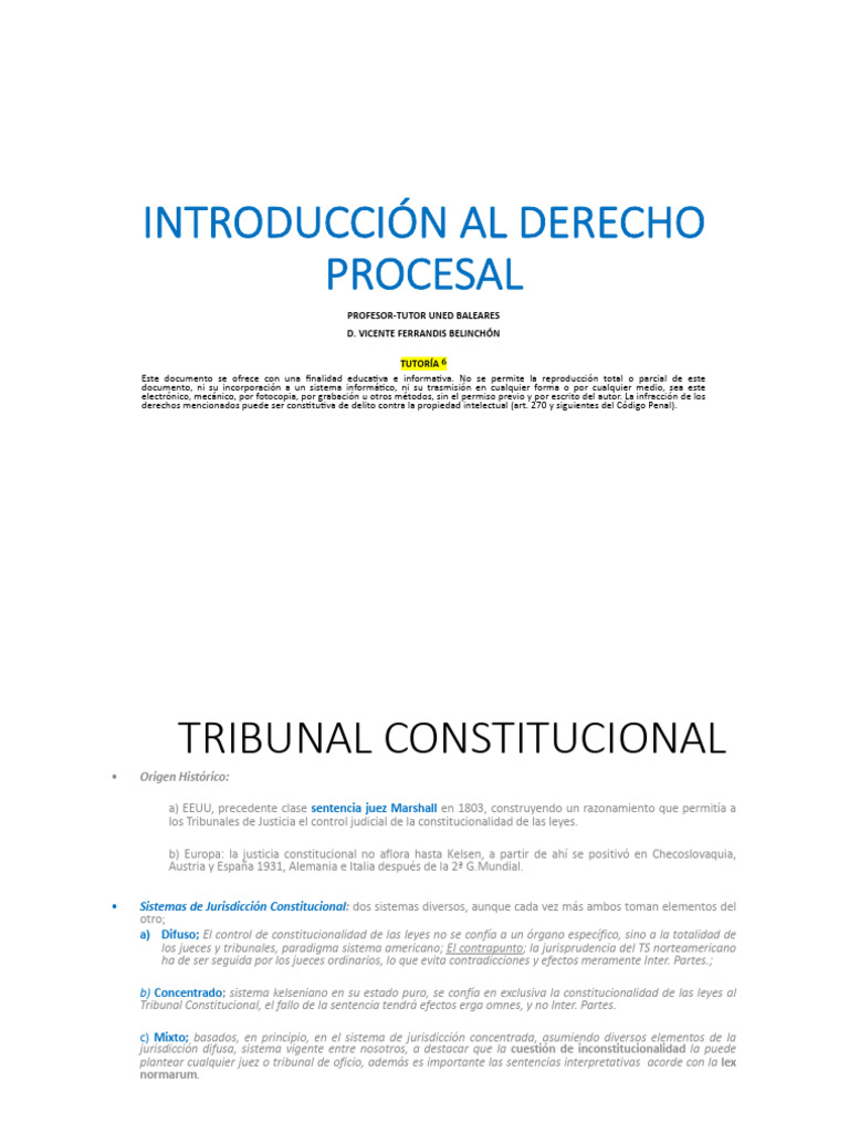 TUTORIA 6. Intro Derecho Procesal | PDF | Jurisdicción | Caso de ley