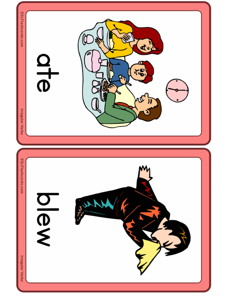 Irregular Verbs Medium Flashcards With Labels | PDF