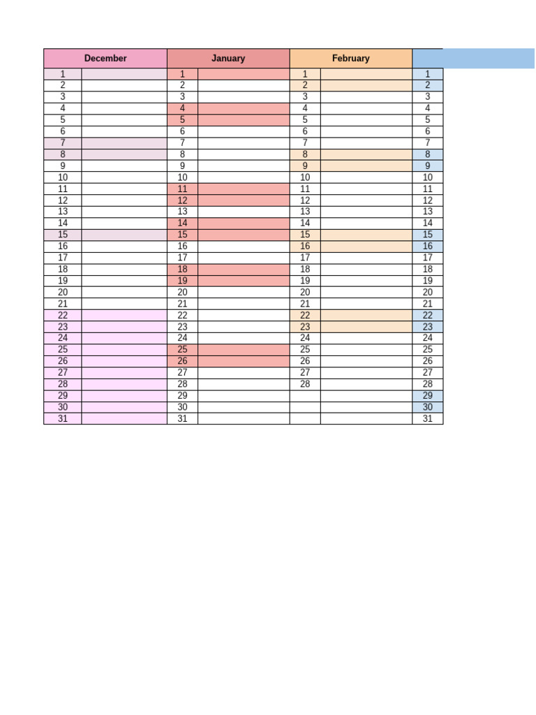 Year at A Glance - Template 2025 | PDF