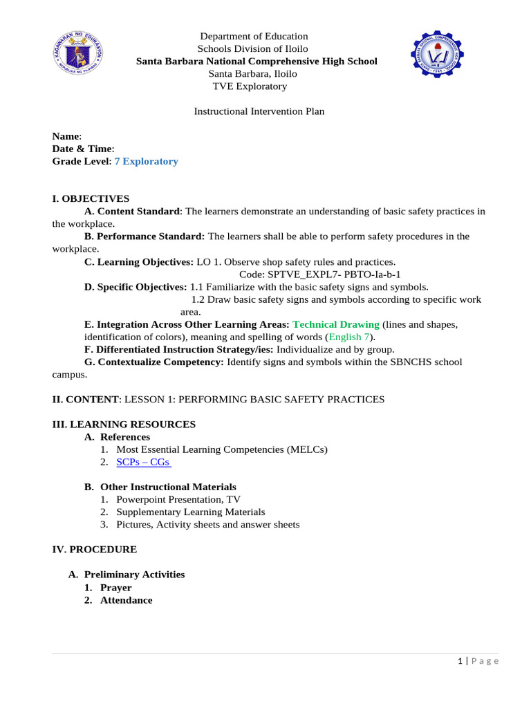 Safety Signs and Symbols LO1 | PDF