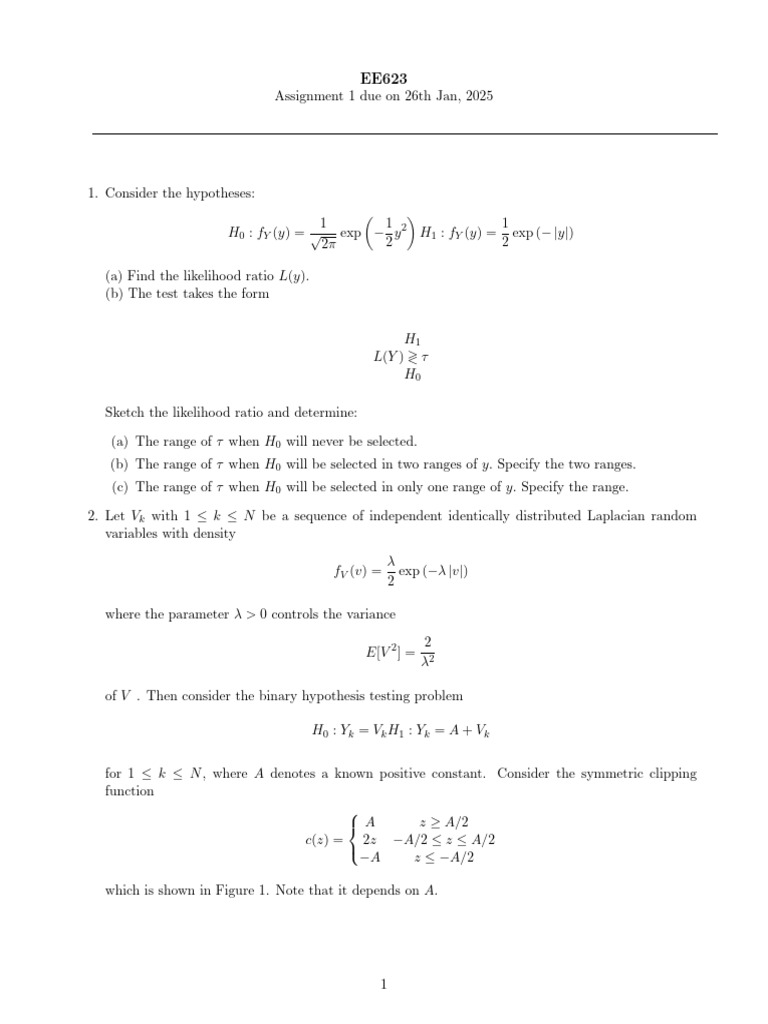 Assignment 1 623 | PDF | Statistical Inference | Applied Mathematics