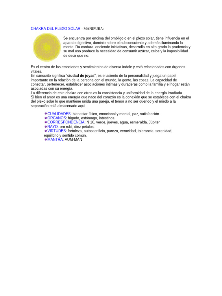 Chakra Del Plexo Solar - Manipura | PDF