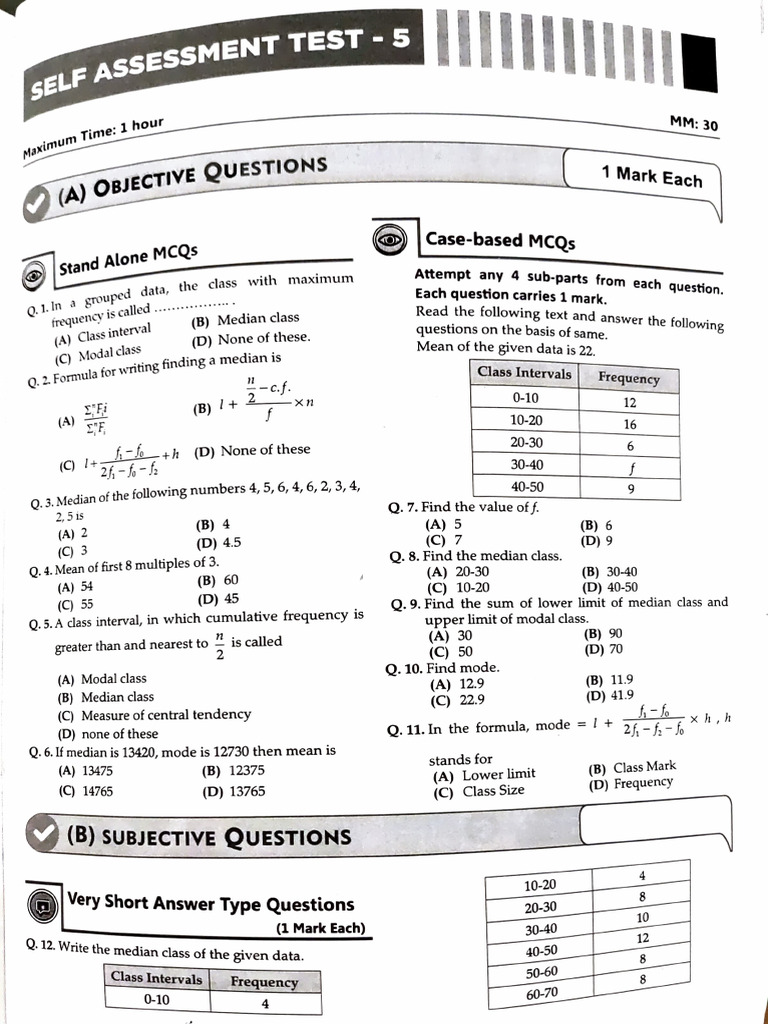 Class X Cbse Statistics Test | PDF | Mode (Statistics) | Median