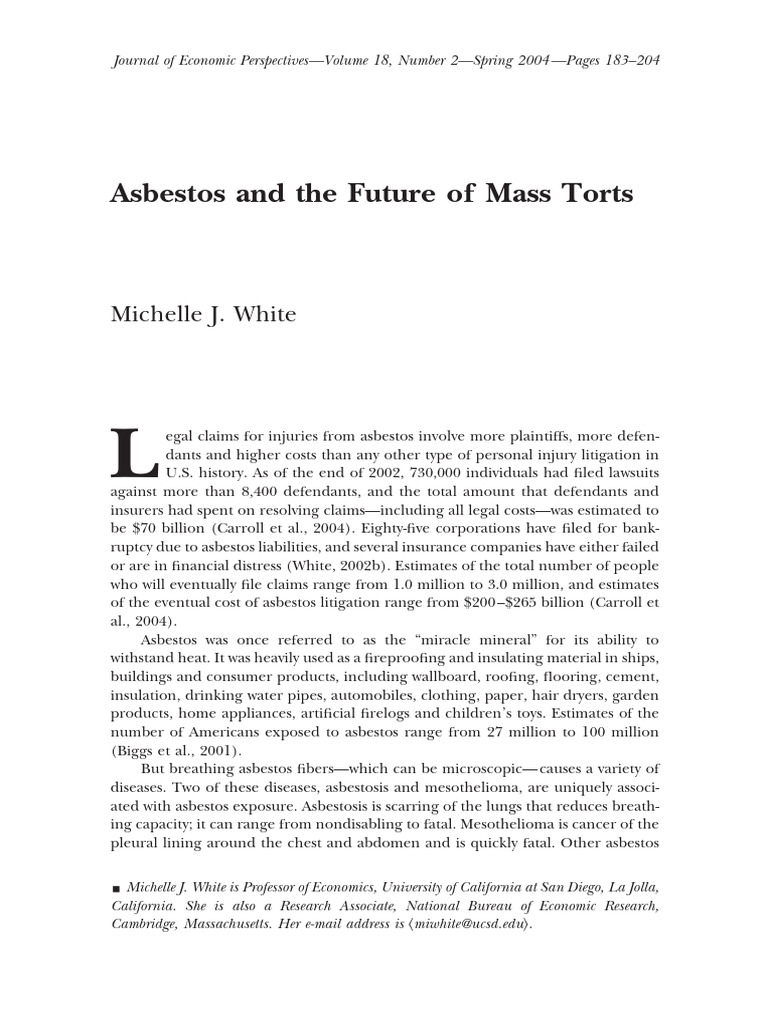 Asbestos Litigation and Mass Torts Overview | PDF | Lawsuit | Class Action