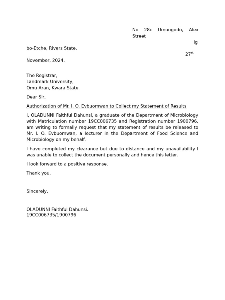 Faithful's Request Letter - Faithful | PDF