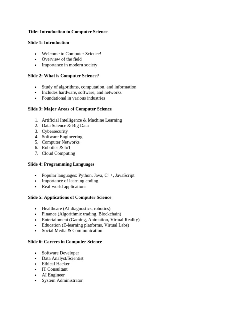 Computer Science Presentation | PDF