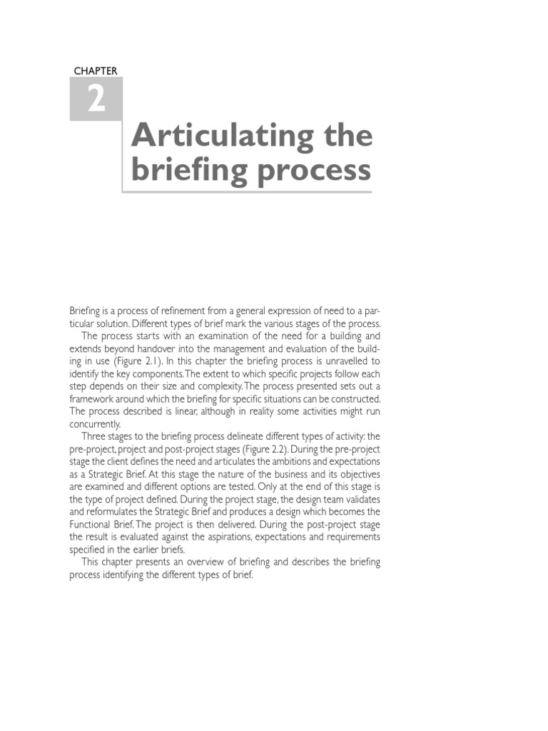 Managing The Brief For Better Design - (CHAPTER 2 Articulating The ...