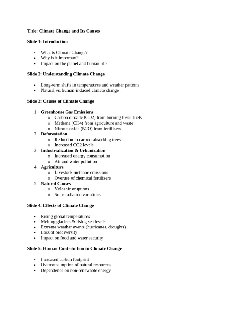 Climate Change Presentation | PDF