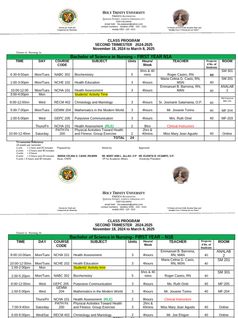 HTU Palawan Nursing Courses 2024-2025 | PDF