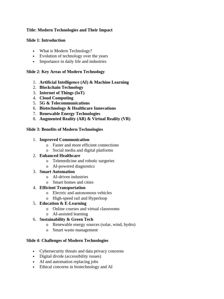 Impact of Modern Technologies | PDF