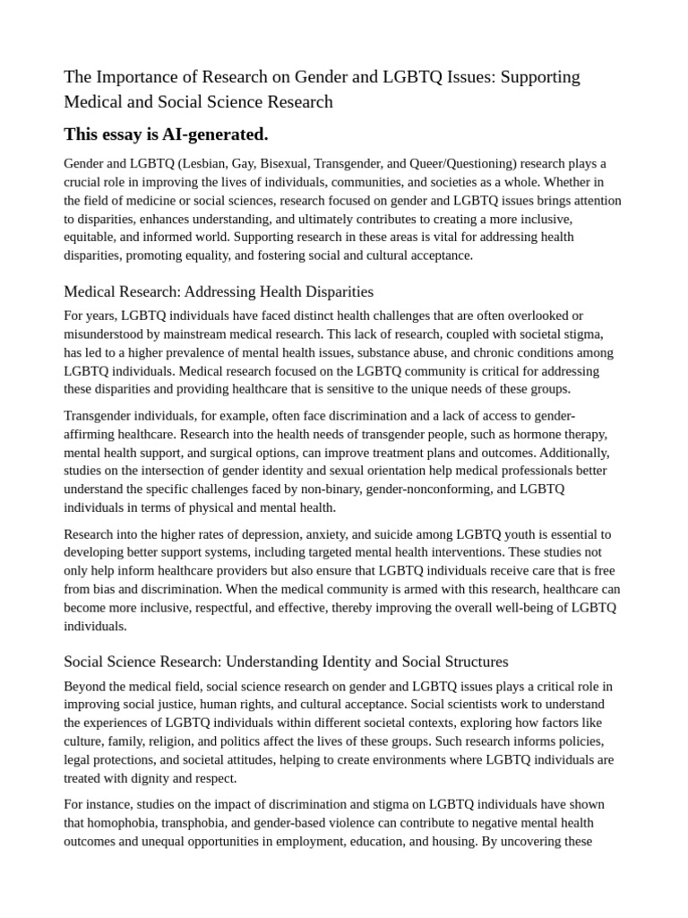 The Importance of Research On Gender and LGBTQ Issues: Supporting ...