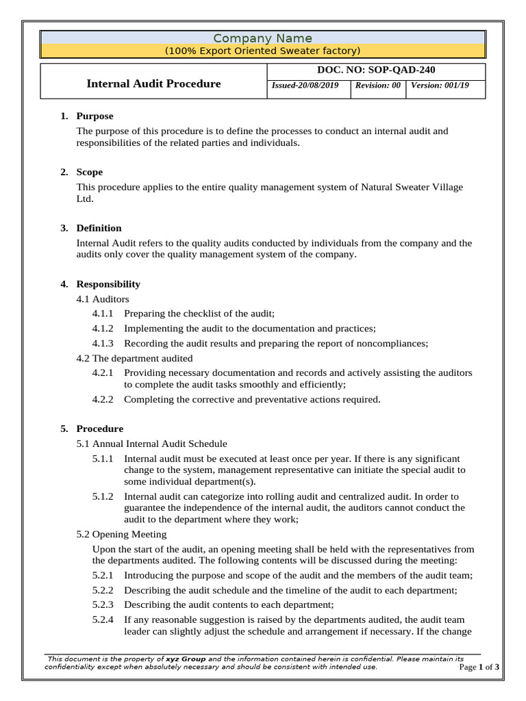15internal Audit Procedure | PDF | Audit | Internal Audit
