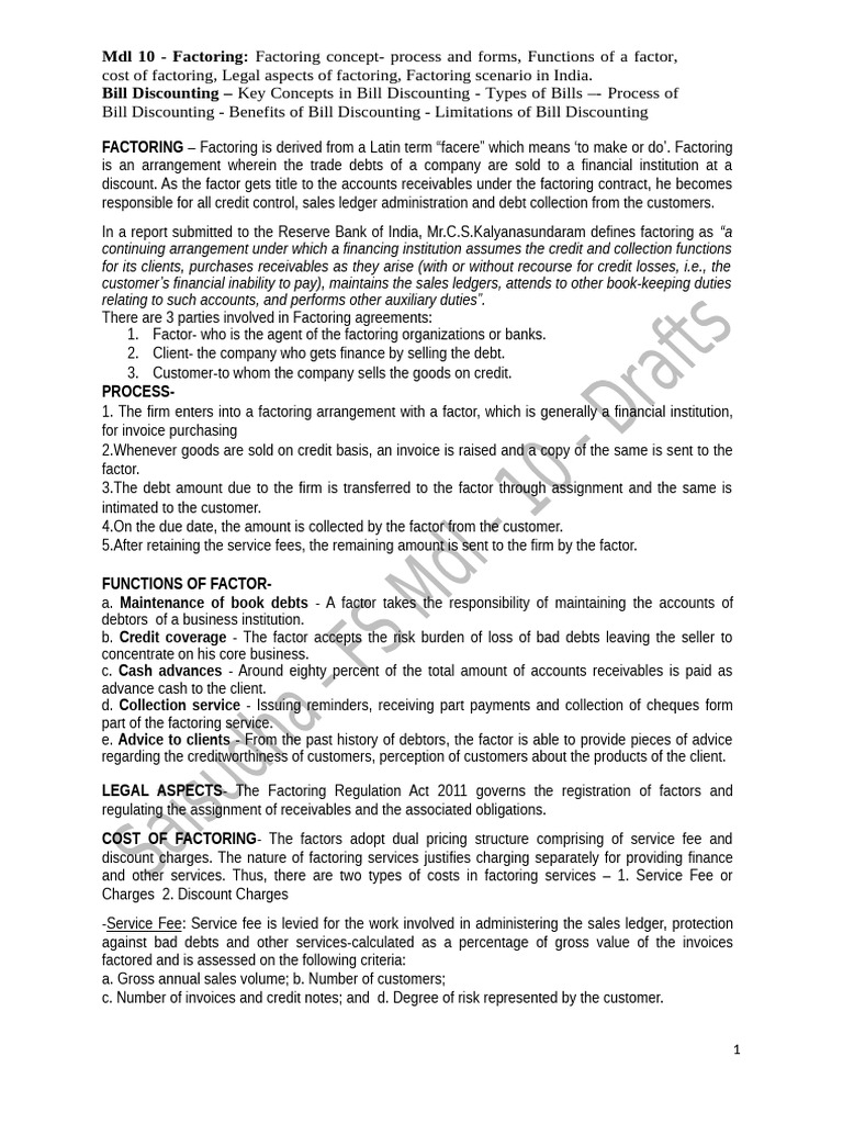 Overview of Factoring in India | PDF | Factoring (Finance) | Service ...