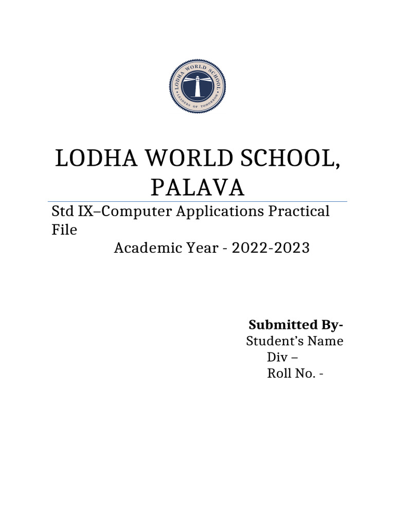 Computer Applications Practical File IX | PDF