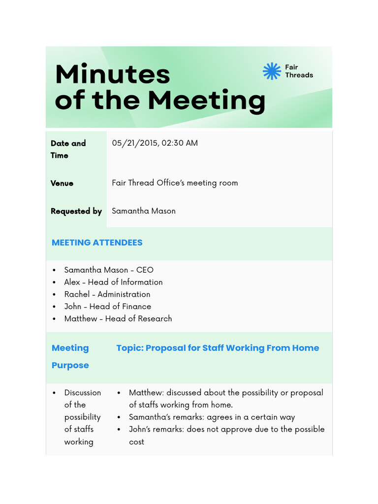 Meeting Minutes | PDF