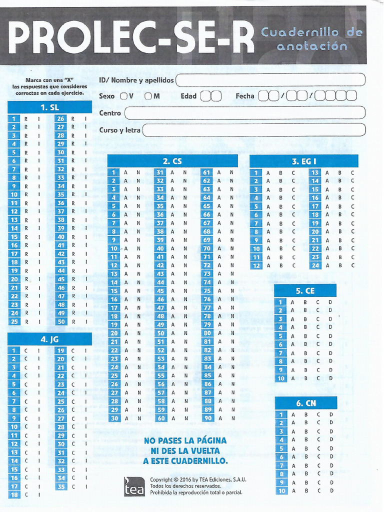 PROLEC SE R Cuadernillo de Anotacion | PDF