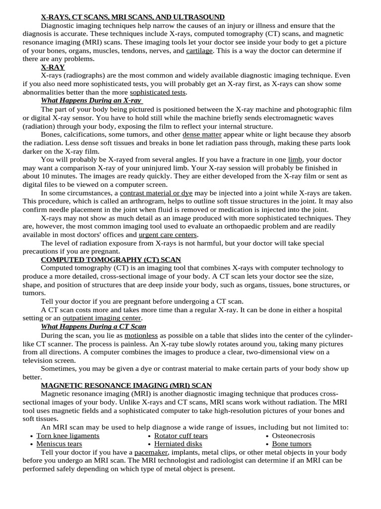 basic investigations x ray mri ultrasound ct | PDF | Medical Imaging | Ct Scan