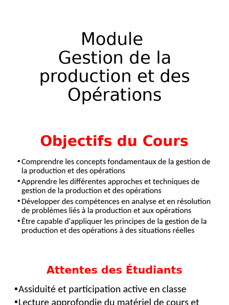 Module GOP 2024 | PDF | Gestion de projet | Stock