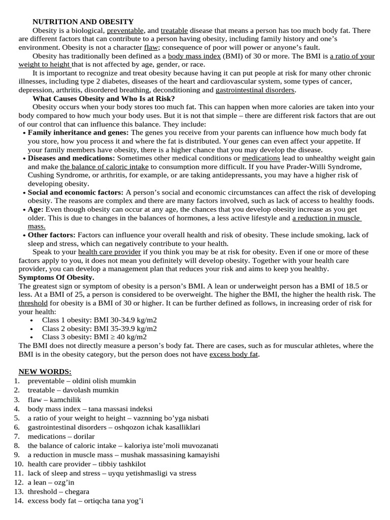 nutrition and obesity | PDF | Obesity | Body Mass Index