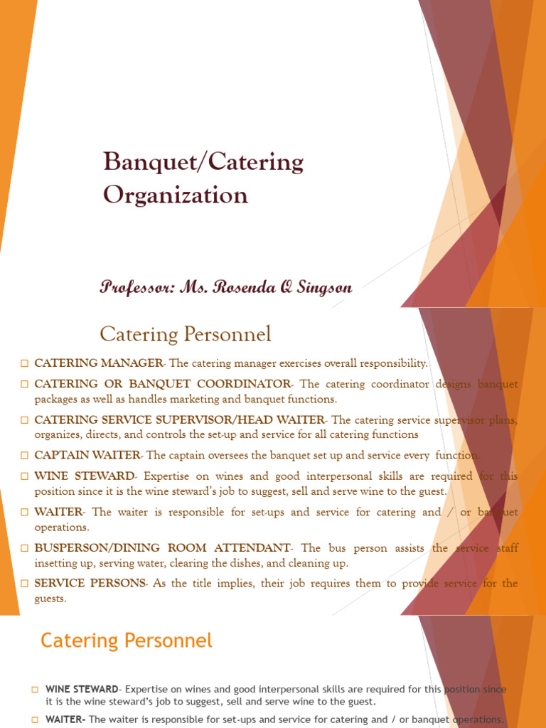 Module 3 Catering Organization | PDF | Waiting Staff | Chef