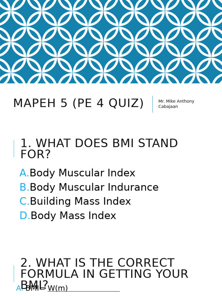 Mapeh 5 (Pe 4 Quiz) | PDF
