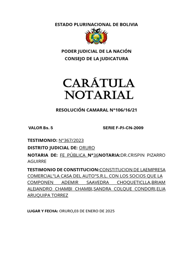 Carátula Notarial | PDF
