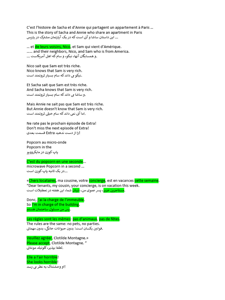 Extra French Episode 8 - French - English - Persian | PDF