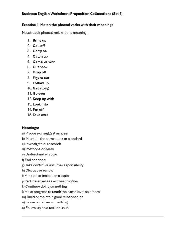 Preposition Collocations 3 | PDF