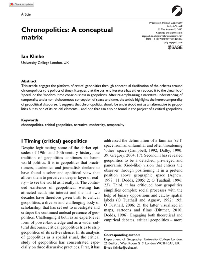 Chronopolitics - A Conceptual Matrix | PDF | Geopolitics | Narrative