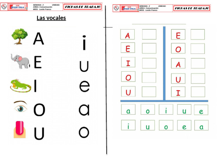 Las Vocales 2da Semana Mayusculas y Minusculas | PDF