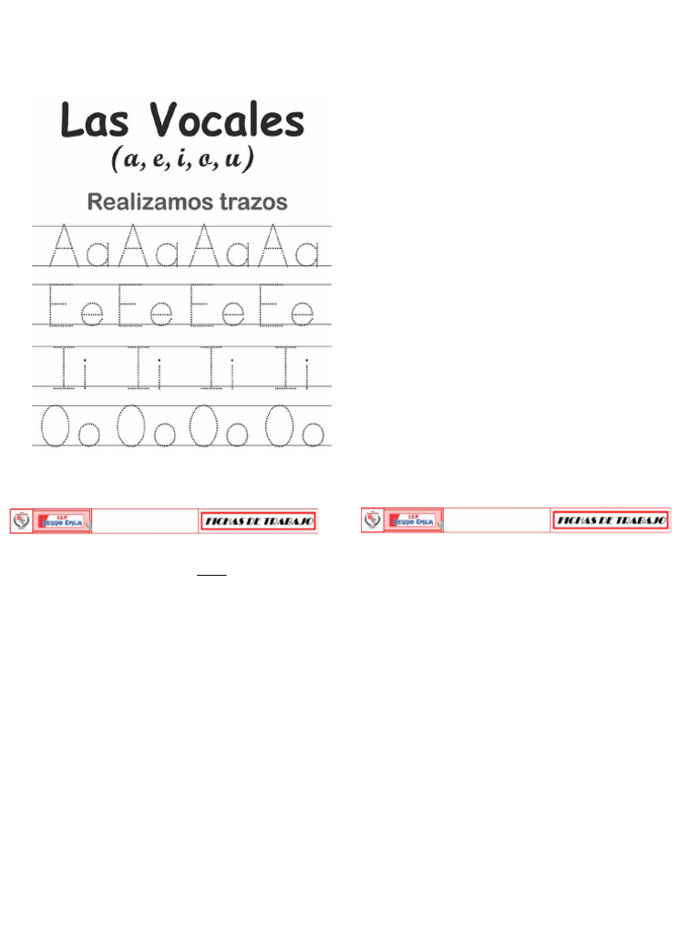 Ejercicio de vocales para el cuaderno | PDF
