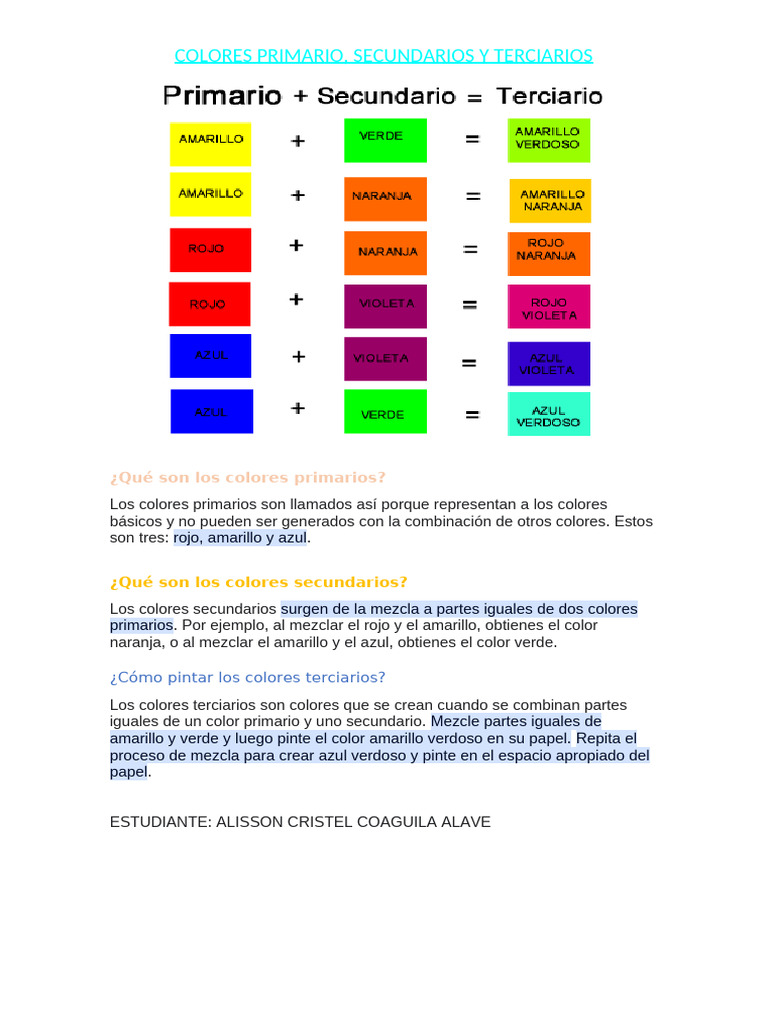 Colores Primarios, Secundarios y Terciarios | PDF