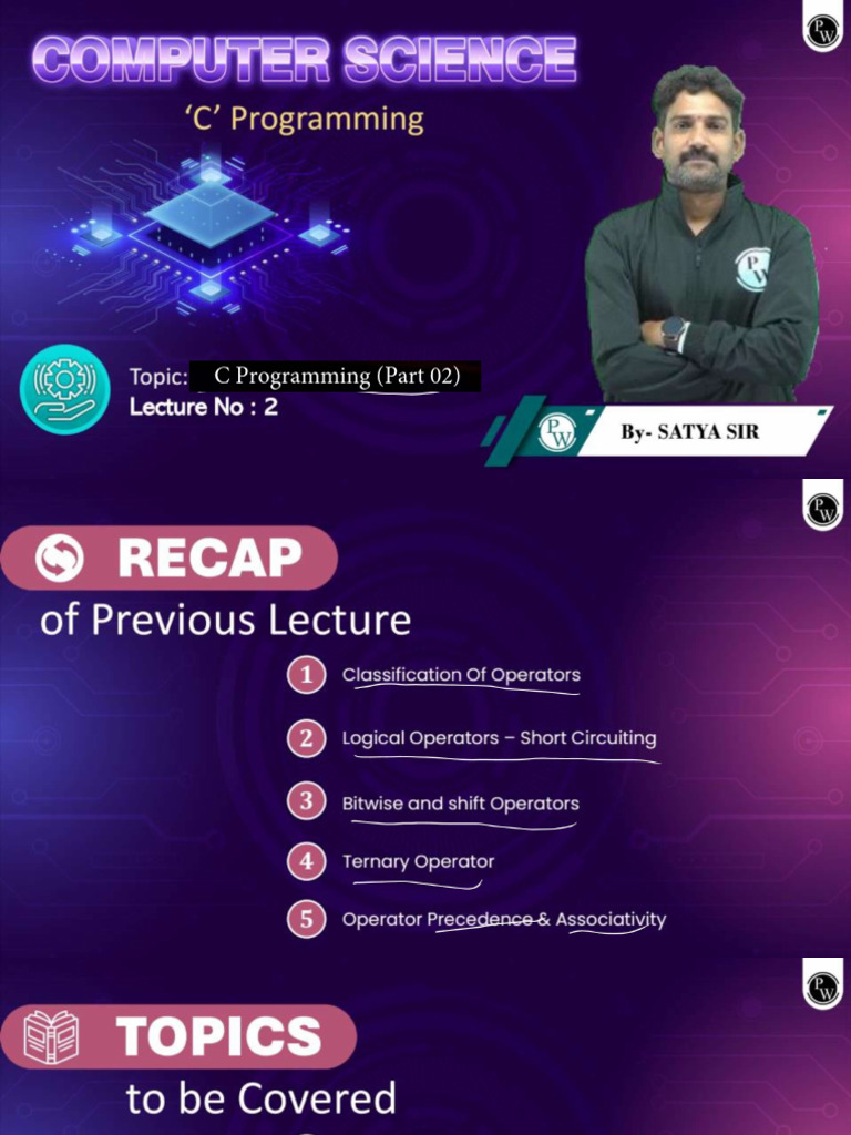 C Programming (Part 02) (Lec 02) - Class Notes | PDF