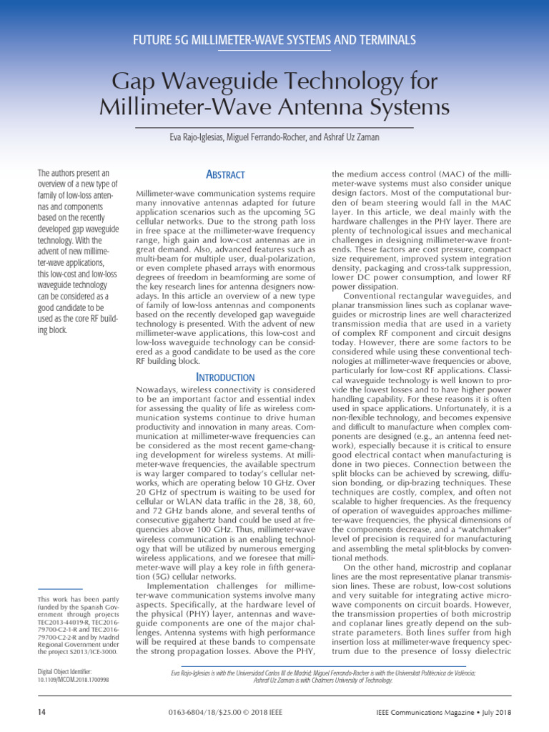 GapWaveguide Technology For MmWave Antenna Systems | PDF | Waveguide ...