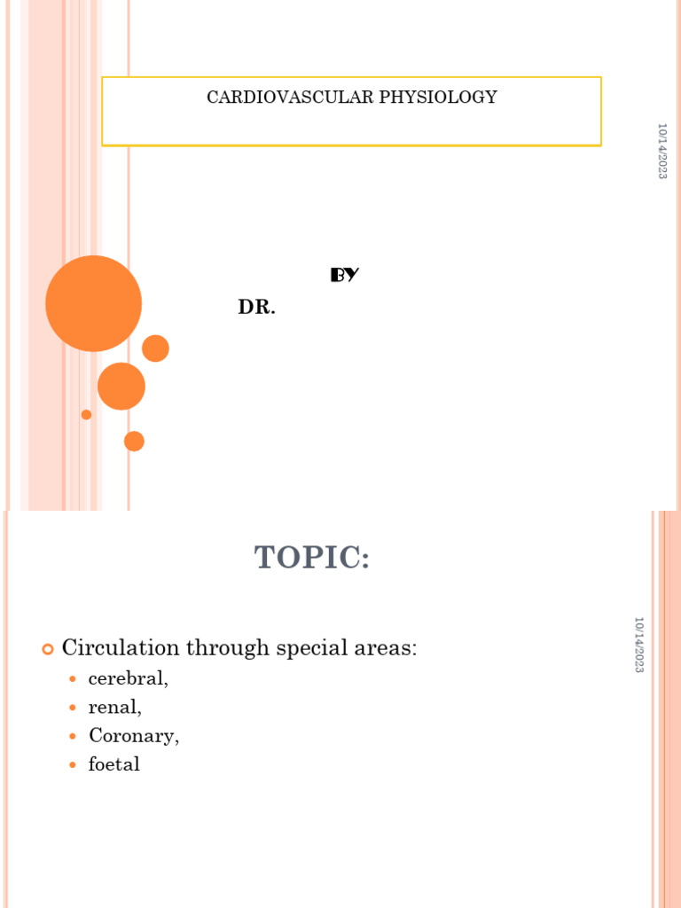 Circulation Through Special Areas - Dr. Peter O. Odu | PDF | Coronary ...