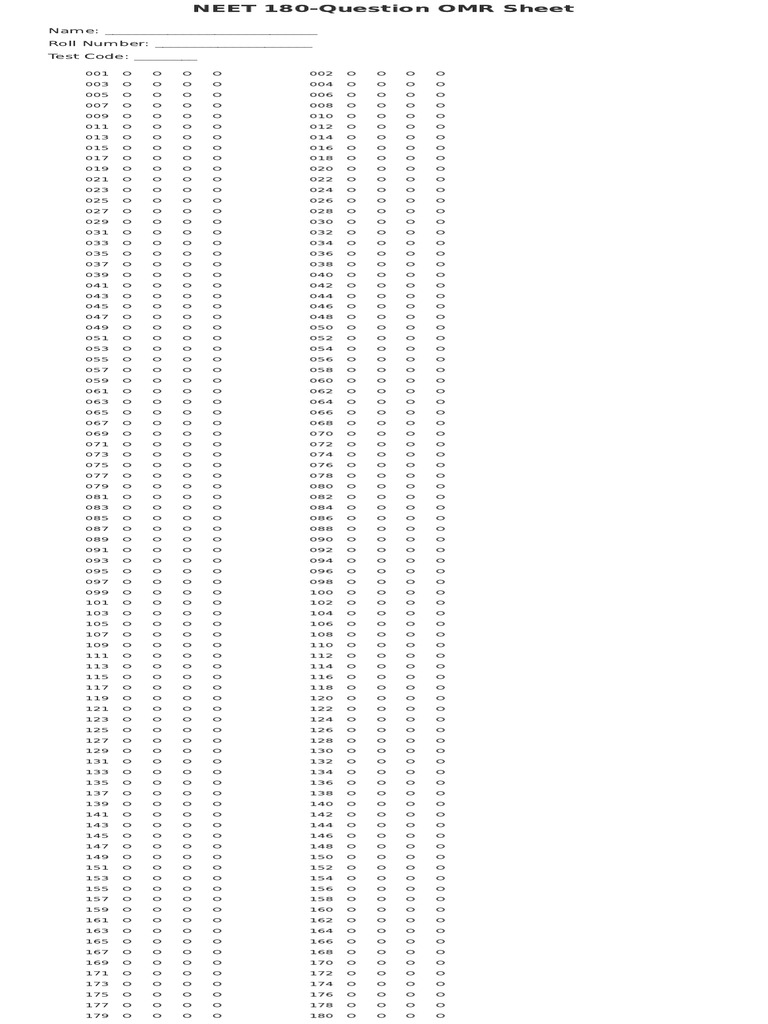 Neet Omr Sheet | PDF