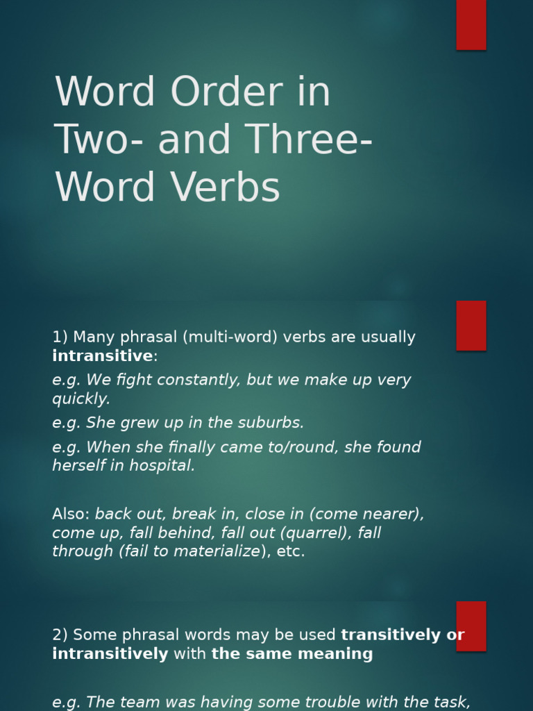 Word Order in Two - and Three-Word Verbs | PDF | Verb | Linguistics