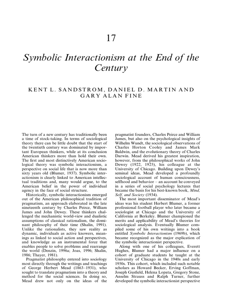 Sandstorm - Symbolic Interactionism at The End of The Century | PDF | Scientific Theories ...