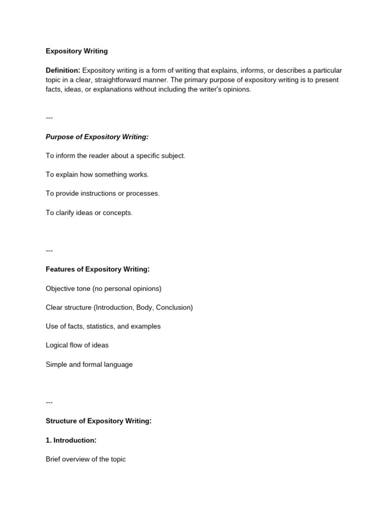 Expository Writing: Definition and Tips | PDF