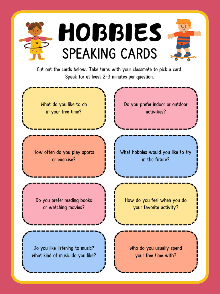 Engaging Hobbies Discussion Cards | PDF