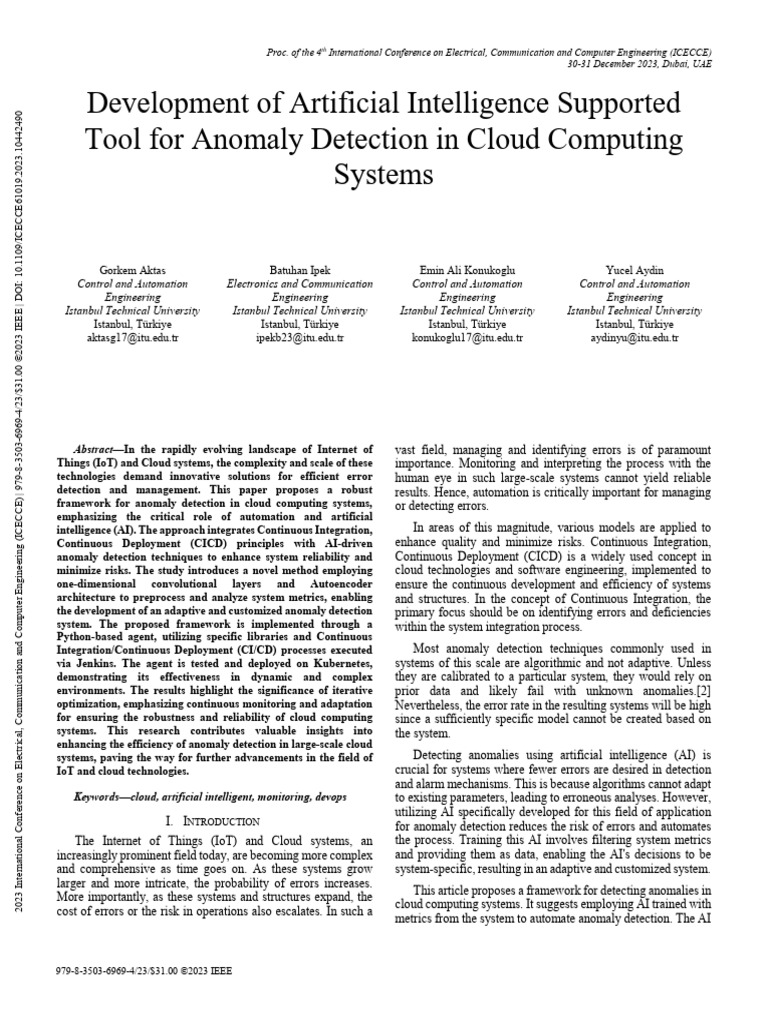 Development of Artificial Intelligence Supported Tool For Anomaly ...