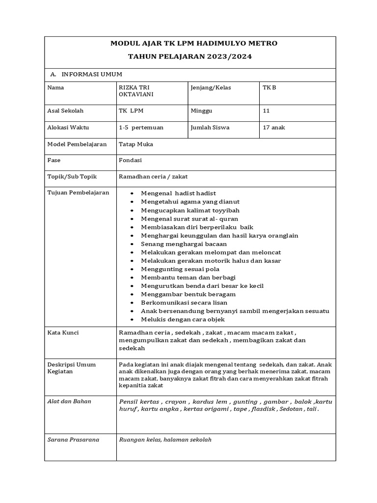 Modul Ajar Bu Okta | PDF