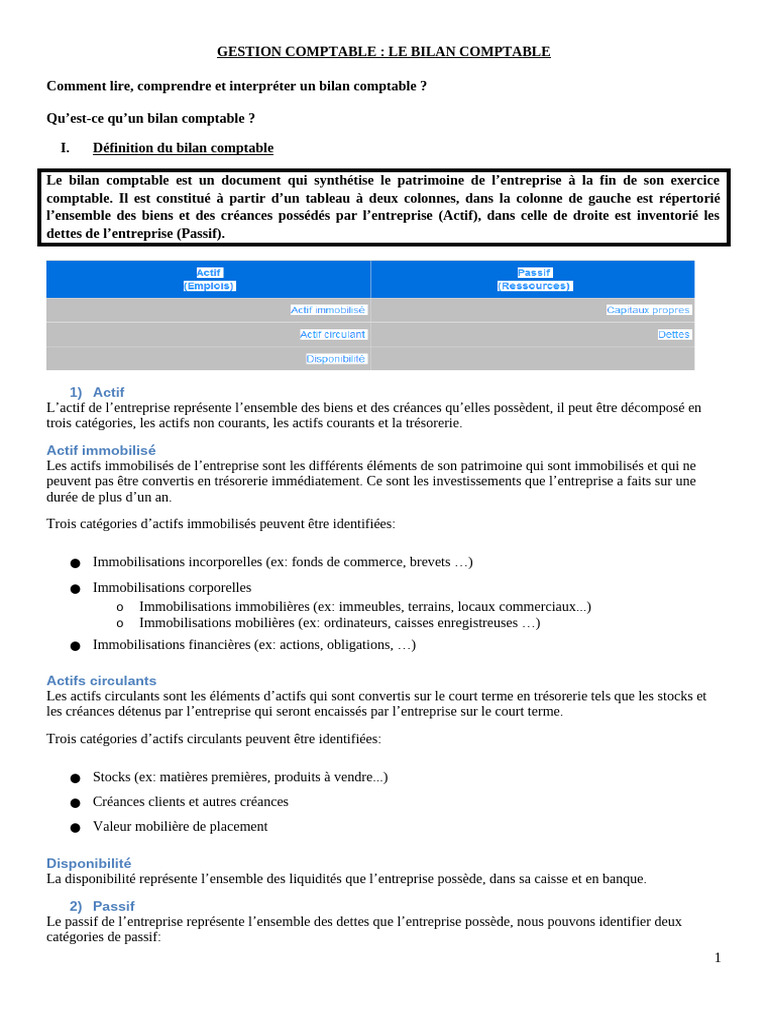 Comprendre le Bilan Comptable | PDF | Capitaux propres | Bilan comptable