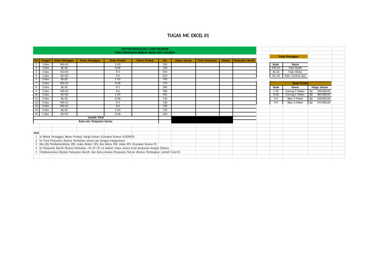 TUGAS MC EXCEL 01 | PDF