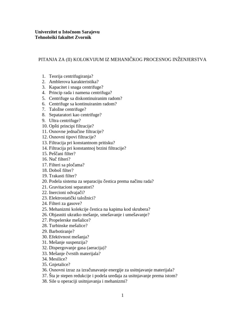 Pitanja Za Kolokvij II | PDF