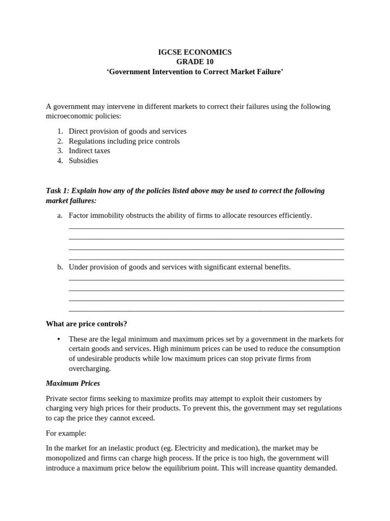 Government Intervention in Market Failures | PDF | Economic Surplus ...