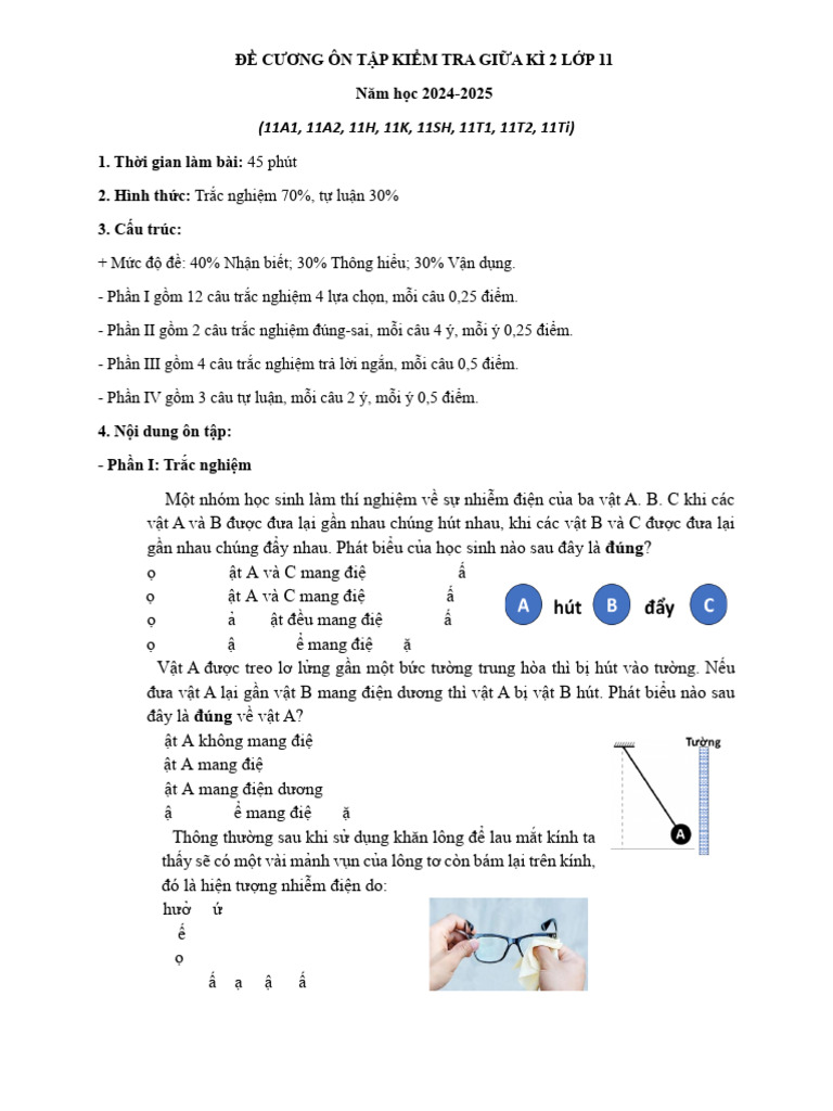 De Cuong Kiem Tra Giua Ki 2 Lop 11 HS | PDF
