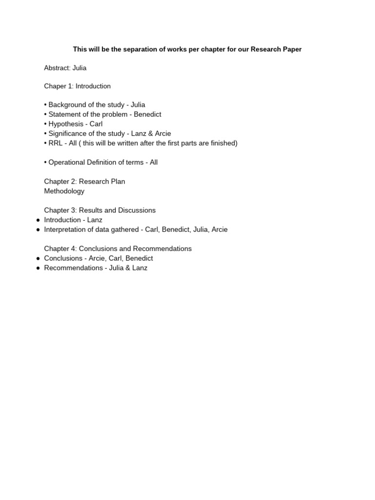 Research Paper Chapter Breakdown | PDF