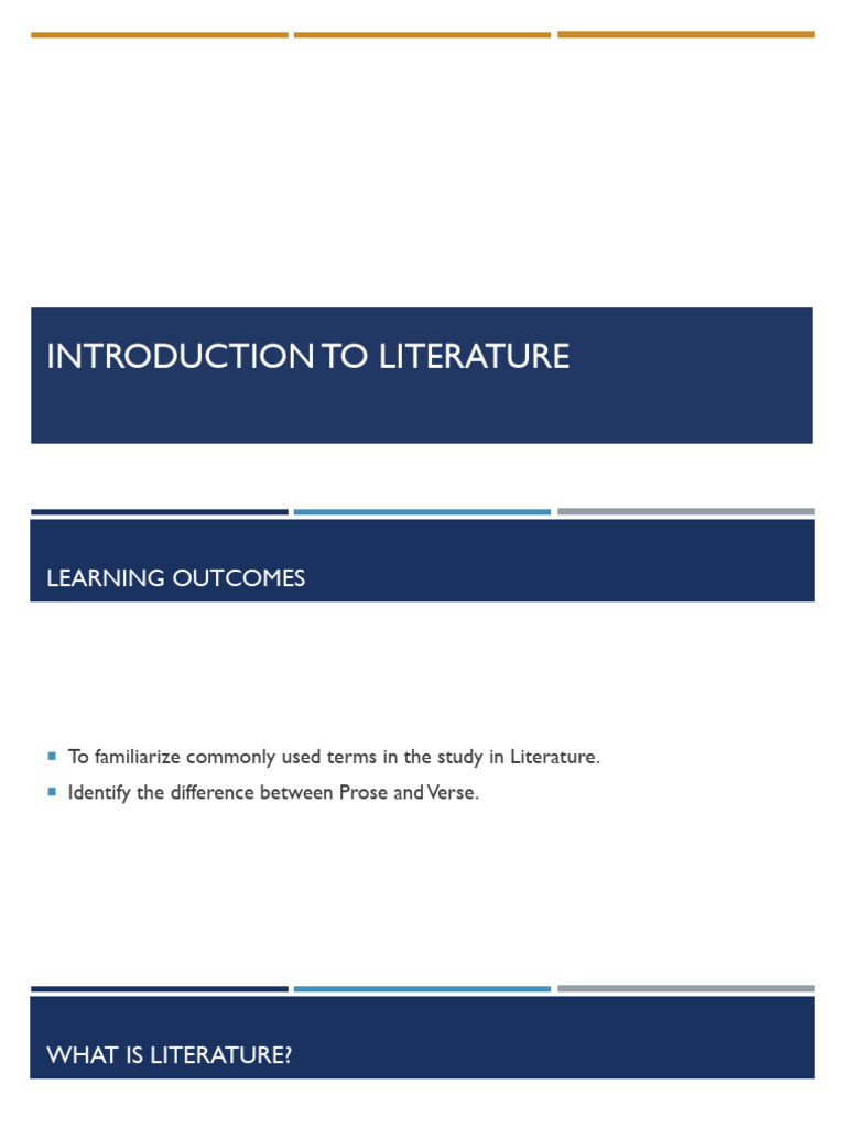 Introduction To Literature | PDF | Poetry | Narration