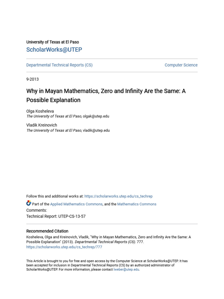 Mayan Mathematics: Zero Equals Infinity | PDF | Limit (Mathematics ...